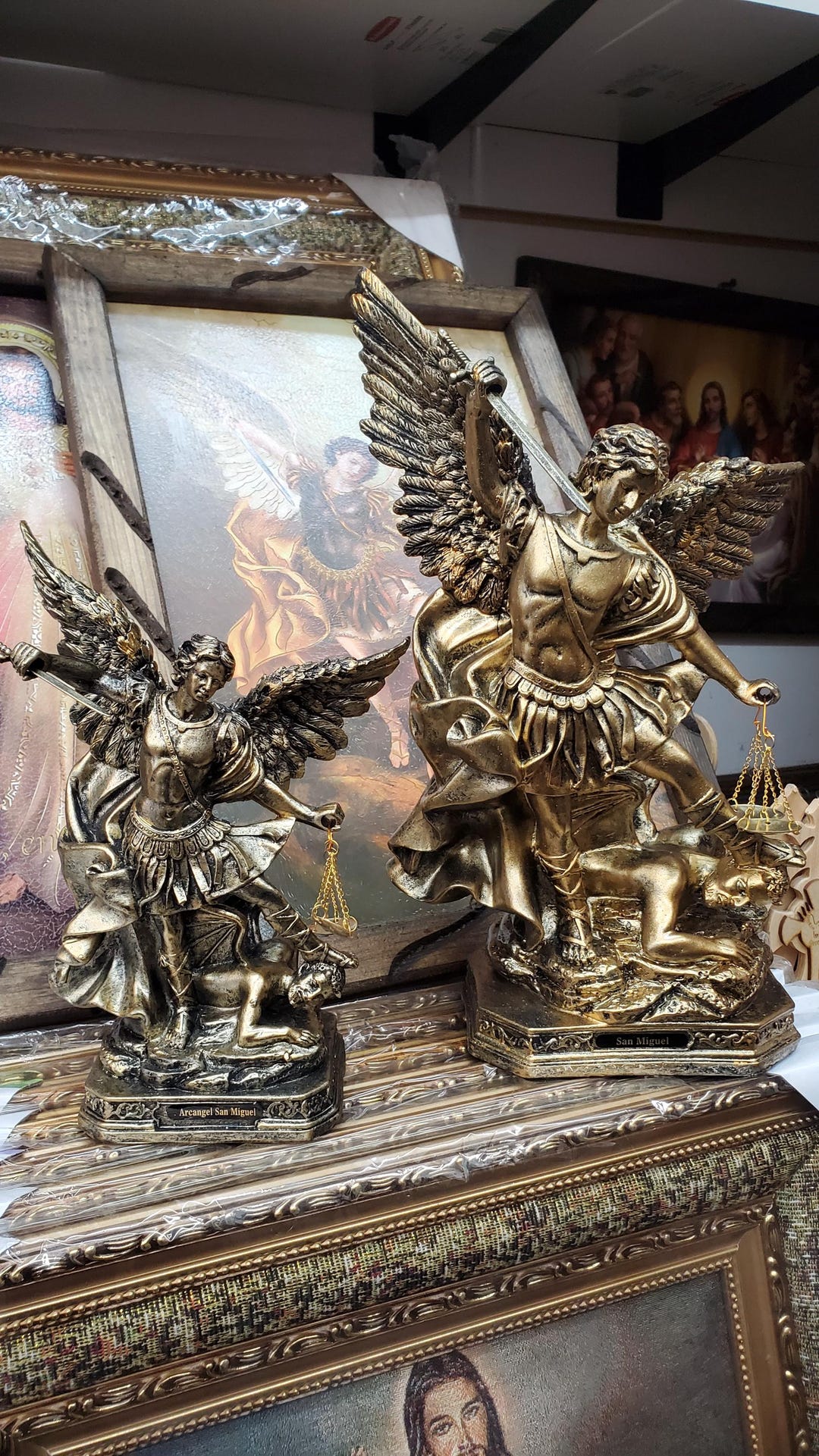 San Miguel Arcangel Gold Statue Saint Michael Archangel Miguel Statue ...