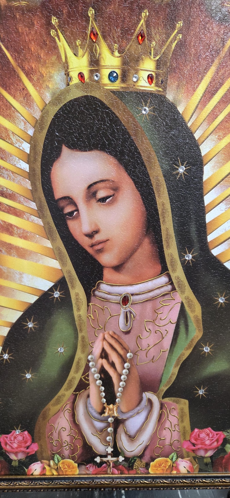 Virgen De Guadalupe Gold Mirrored Frame 28x36 Inches Large Frame of ...