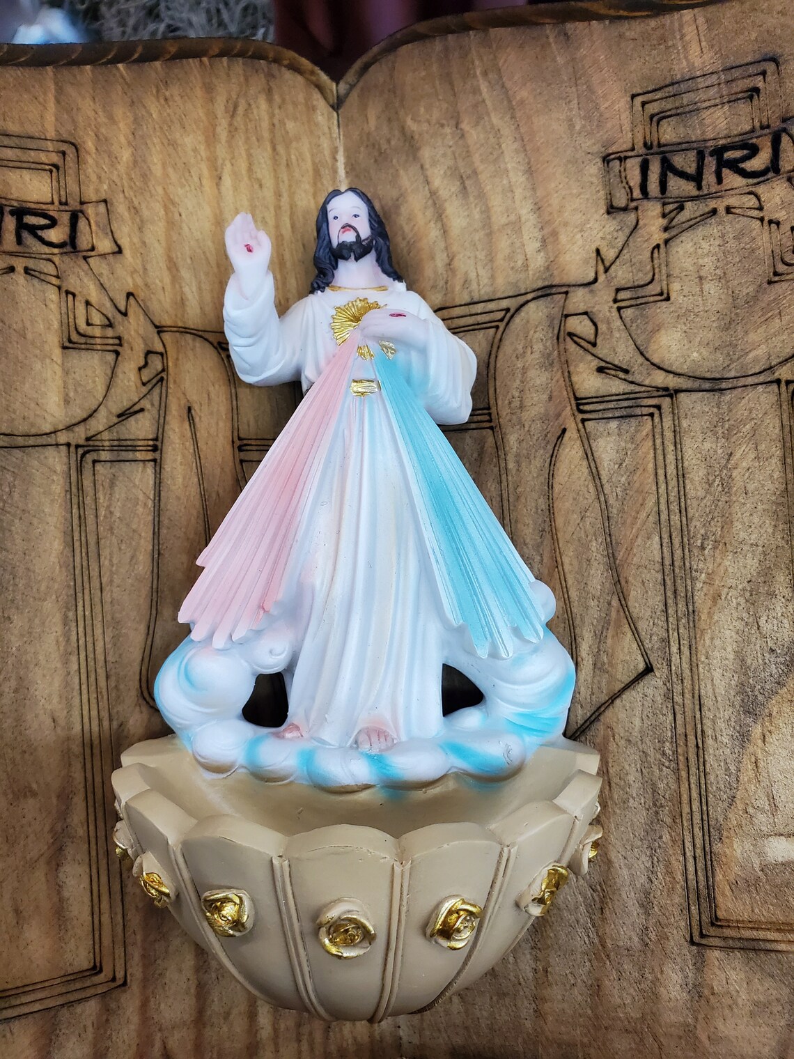 Wall Mounted Saints 8 Inch Tall Holy Water Holder Catholic Santos San ...