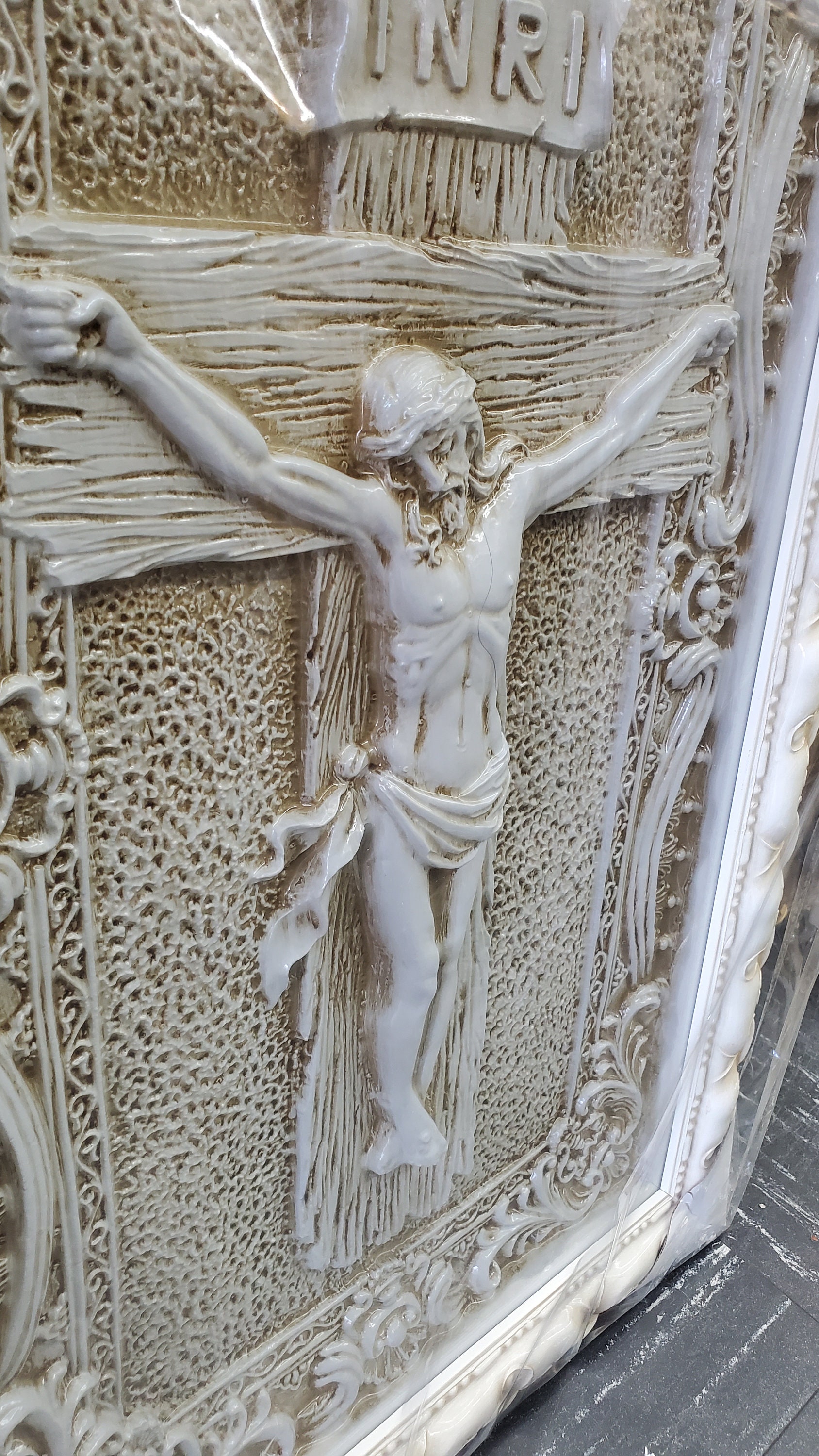 CRUCIFIX Cross Jesus Frame White Frame 3D Double Frame 16x27 Inches ...