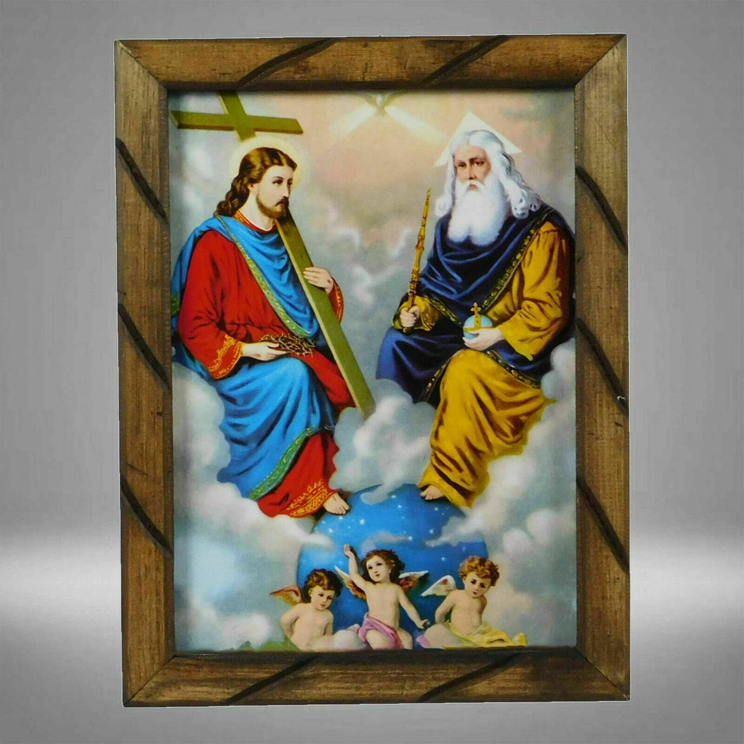9x11 Santisima Trinidad Imagen Cuadro Madera Holy Trinity Picture Frame ...