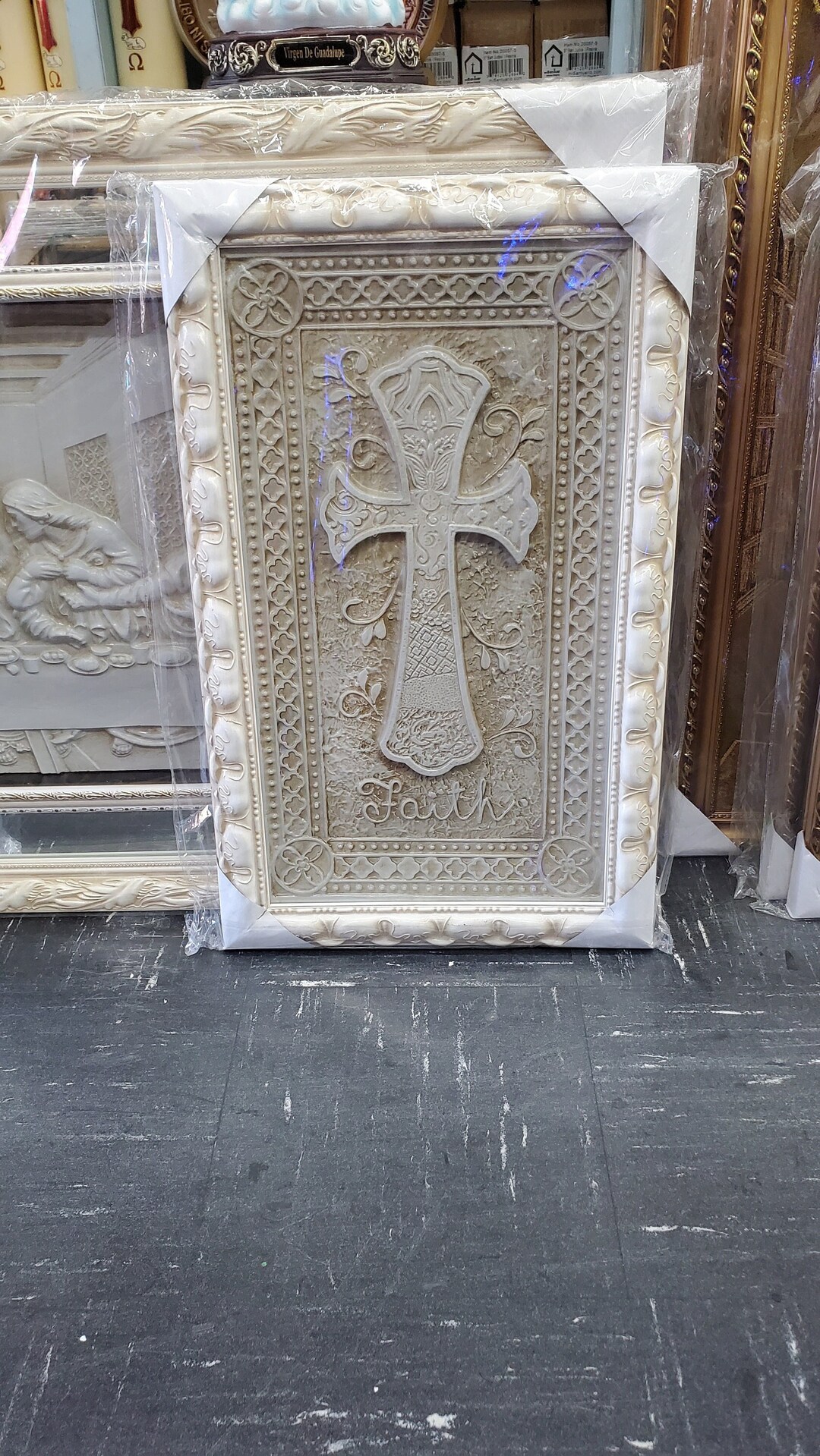 Cross White Frame 3D Double Frame 16x27 Inches Cross Frame Cross ...