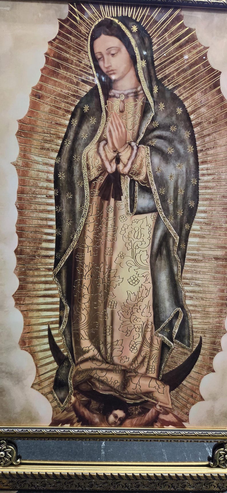 Virgen De Guadalupe Gold Mirrored Frame 22x30 Inches Guadalupe Mary ...