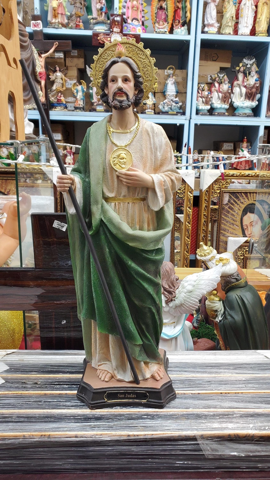 San Judas Saint Jude 20 Inch Statue Textured Saint Jude Canvas San ...