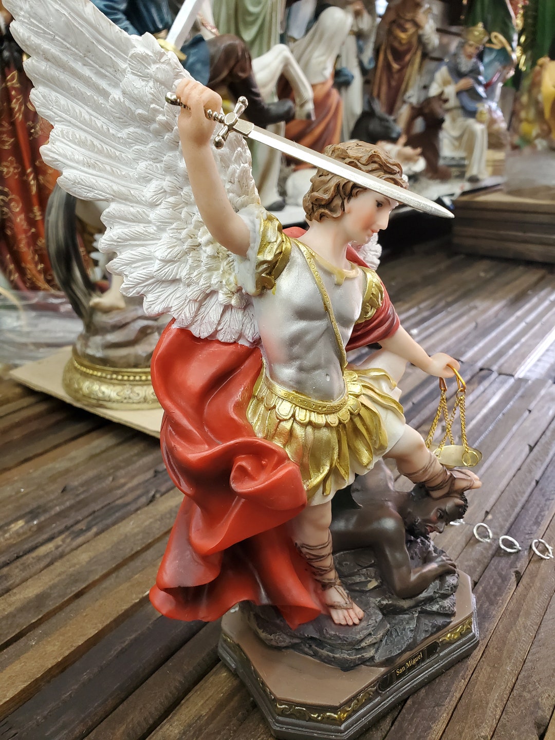 San Miguel Arcangel 13" Statue 25316-13 Saint Michael Archangel White ...