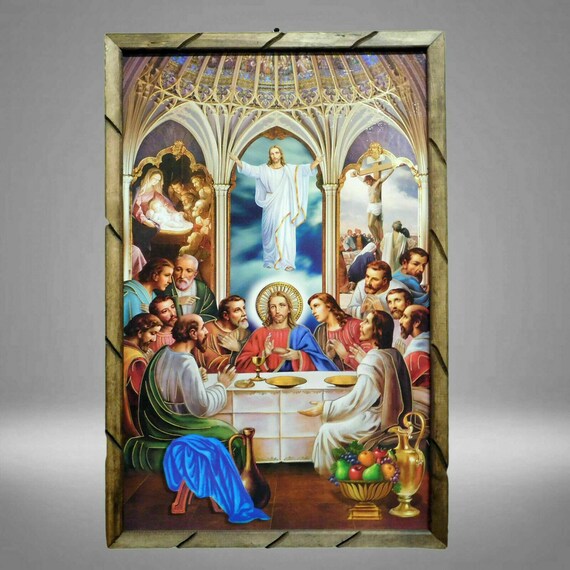 LAST SUPPER Picture Frame Ultima Cena Imagen Cuadro Madera | Etsy