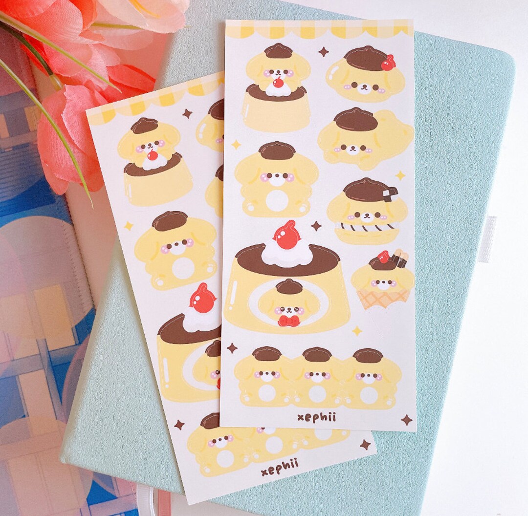 Cute Purin Sticker Sheet Pompom Sticker Sheet Kawaii Bear Bullet ...