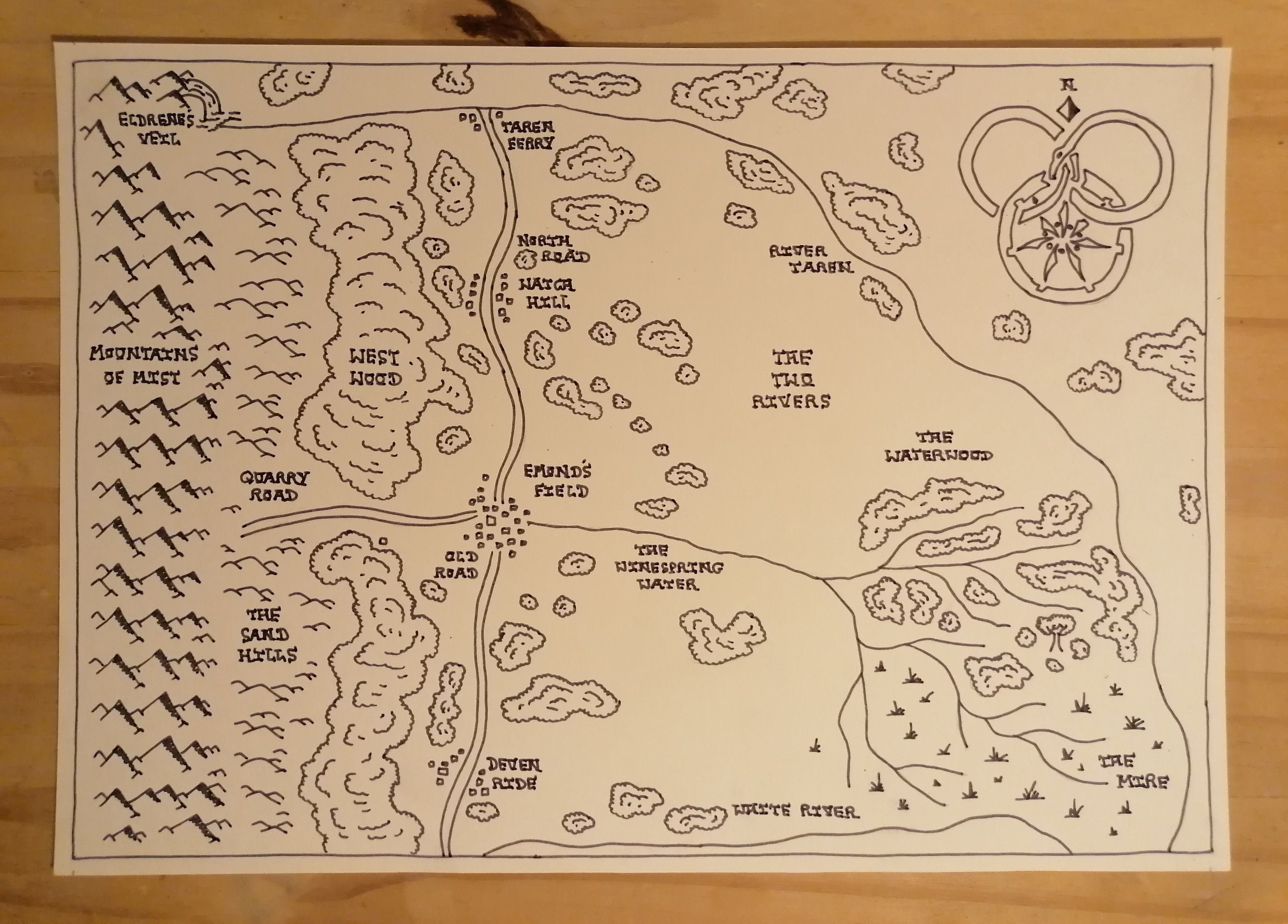 Wheel of Time Two Rivers Emonds Field A4 Hand Drawn Paper Map | Etsy
