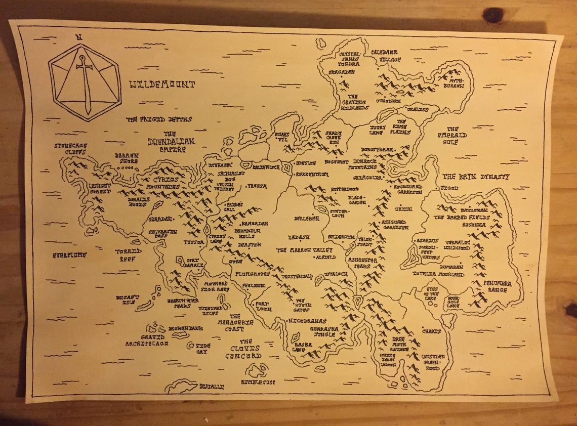Critical Role Wildemount A3 Hand Drawn Paper Map Blackstaff | Etsy