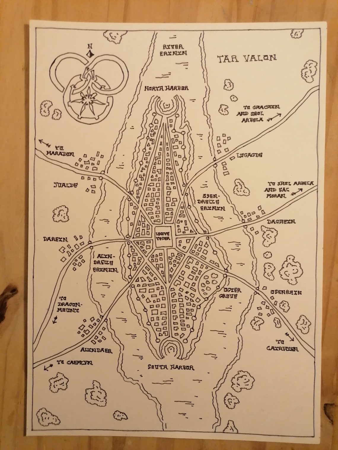 Wheel of Time Tar Valon A4 Hand Drawn Paper Map Blackstaff | Etsy