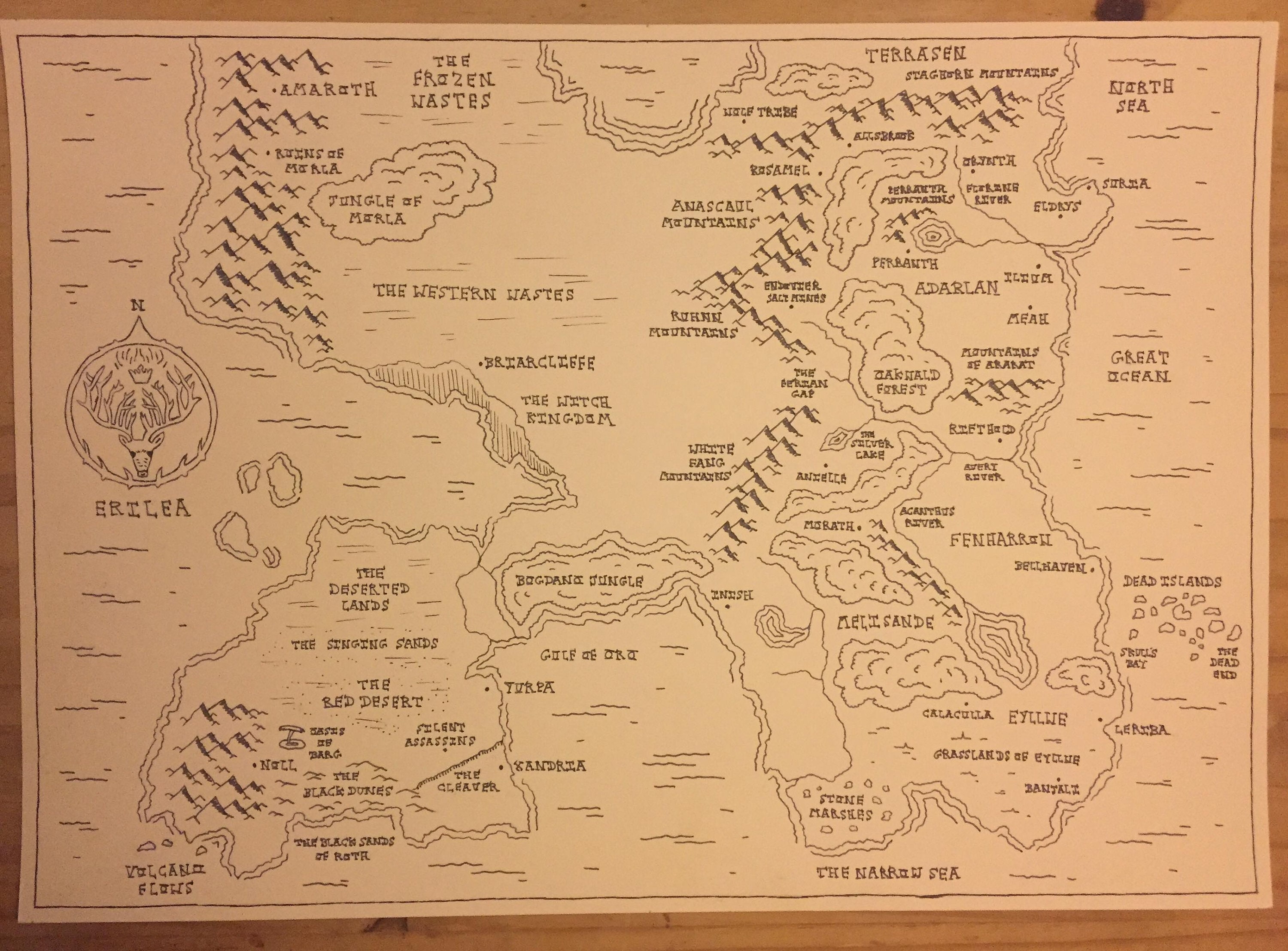 Throne of Glass Erilea A3 Hand Drawn Paper Map Blackstaff | Etsy