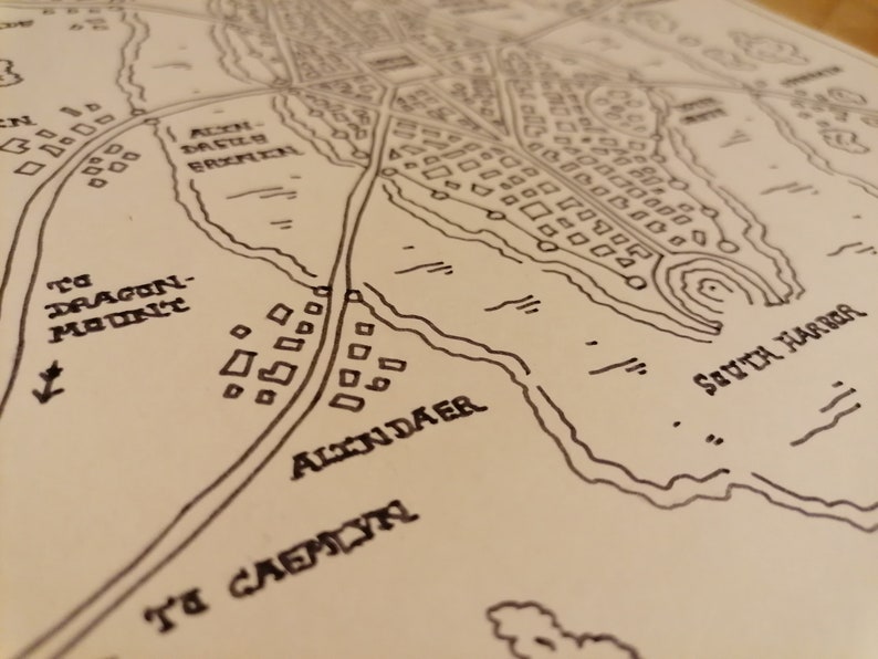 Wheel of Time Tar Valon A4 Hand Drawn Paper Map Blackstaff | Etsy