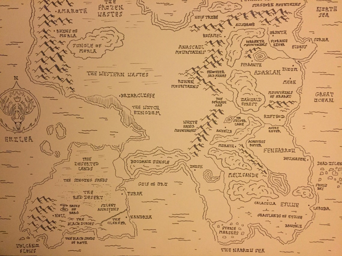 Throne of Glass Erilea A3 Hand Drawn Paper Map Blackstaff | Etsy