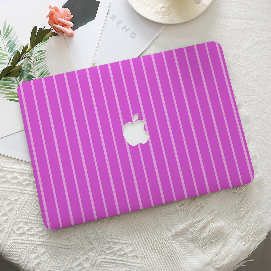 Purple Striped Minimalist MacBook 2026 Hard Protective Case Laptop ...
