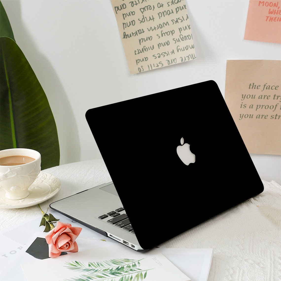 Black Solid Color MacBook Hard Protective Case Laptop Cover for 2026 ...