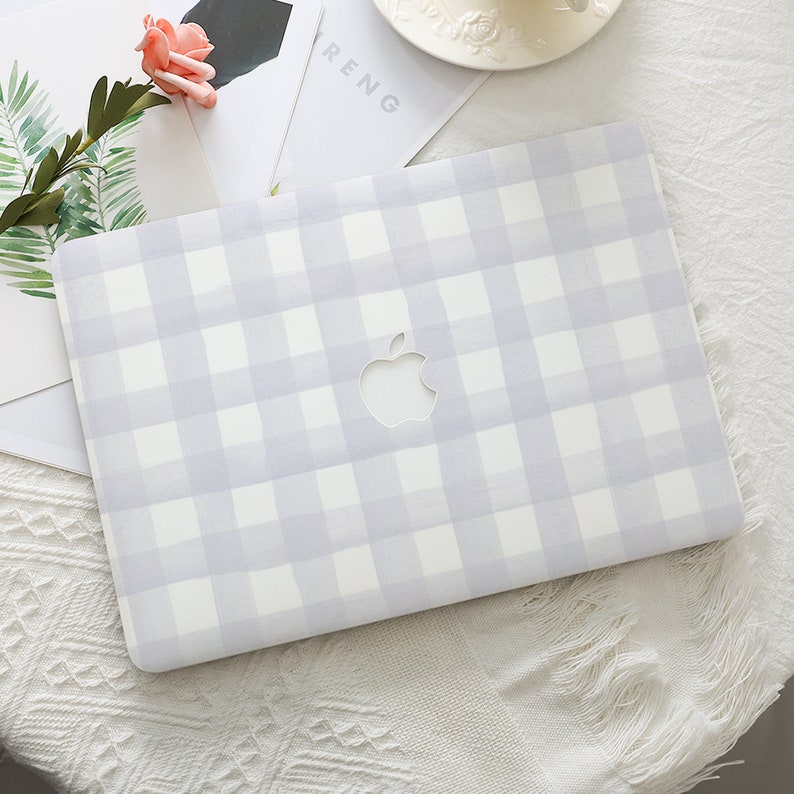 Purple Basic Plaid Simple MacBook Hard Protective Case Laptop Cover for ...