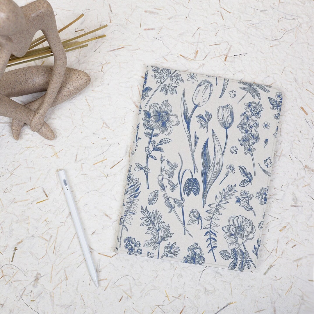 Elegant Floral Art iPad Case With Apple Pencil Holder Cover for iPad 11 ...