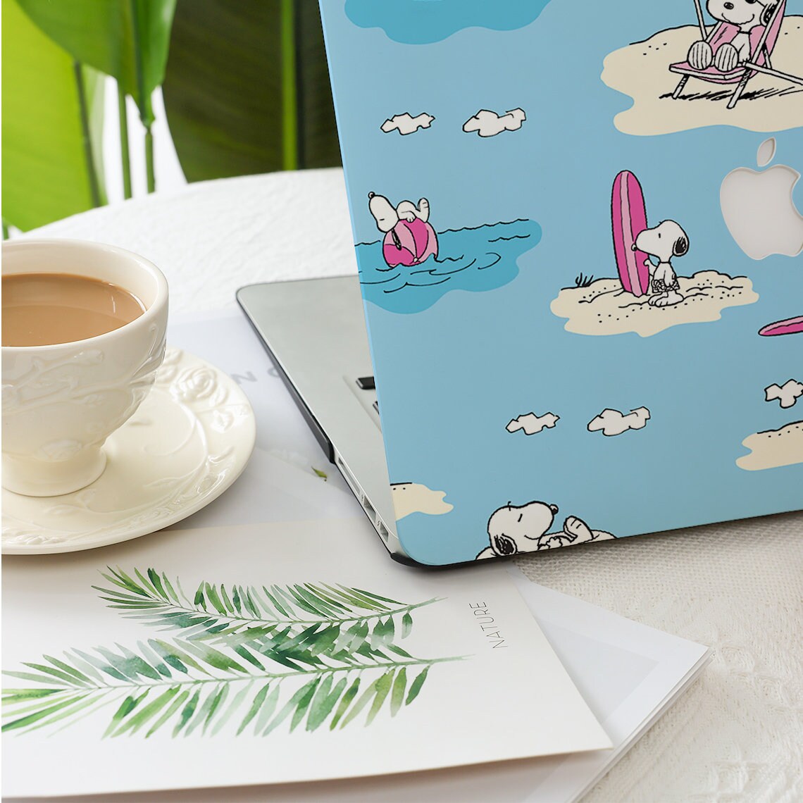 Snoopy Blue Cartoon Sea Laptop Skins Designed & Sold By Mariquilla Feline