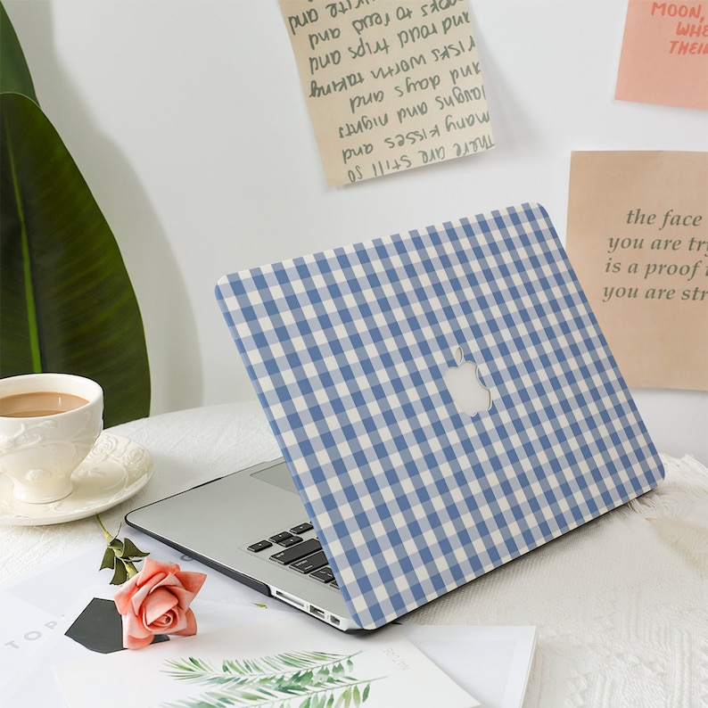 Blue Basic Plaid Simple MacBook Hard Protective Case Laptop Cover for ...