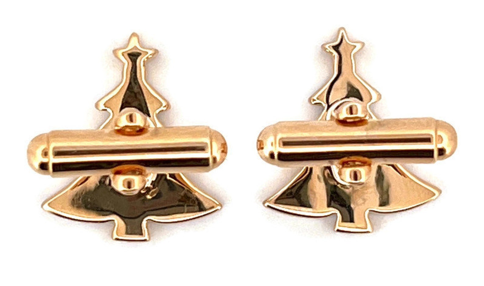 Christmas Tree Cufflinks Gold Plated Metal Alloy Set With Colourful ...