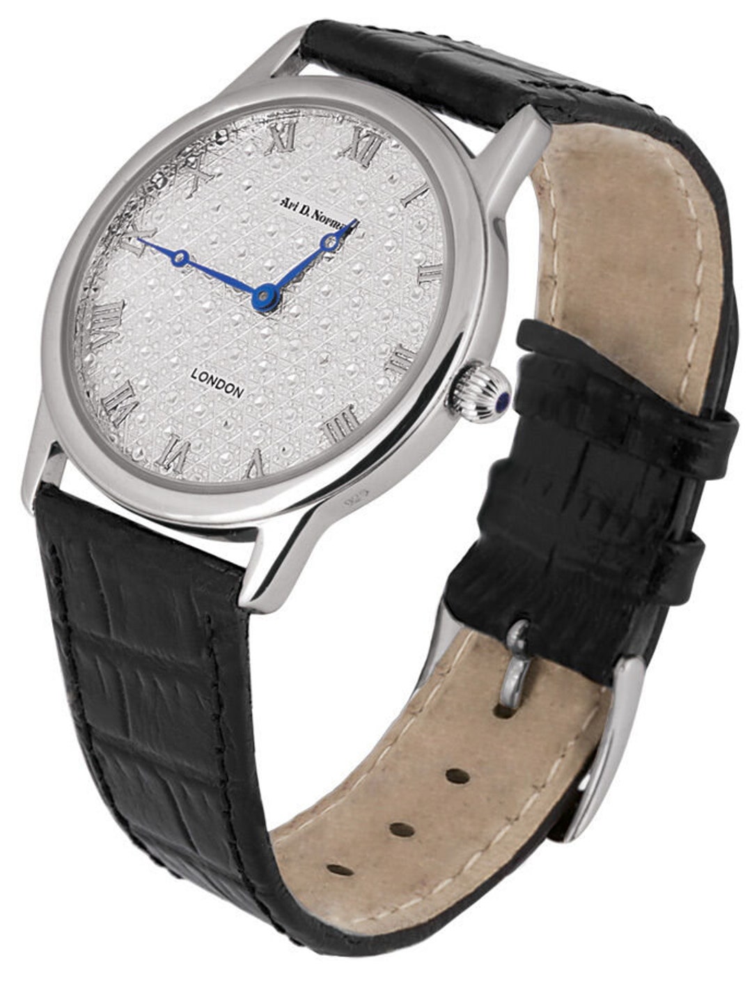 Diamond Effect Unisex Watch 925 Sterling Silver English Hallmarks With ...