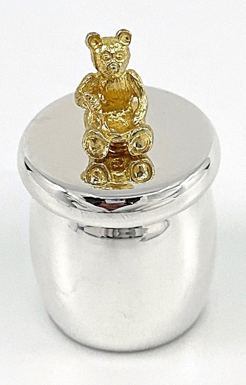 Sterling Silver Teddy Bear Tooth Fairy Box, Gold Plated Accent - Etsy