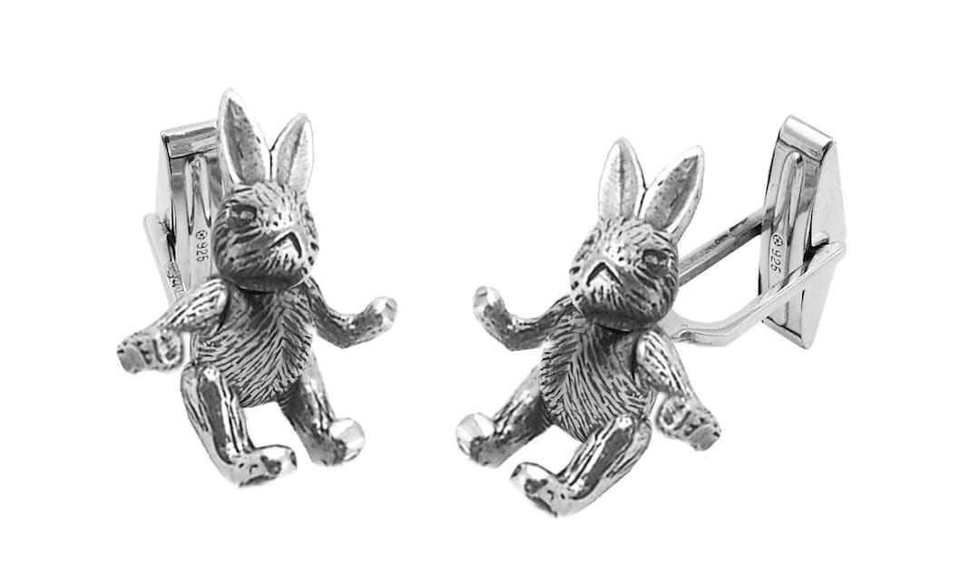 Movable Limbs and Head Rabbit Cufflinks 925 Hallmarked Sterling Silver ...
