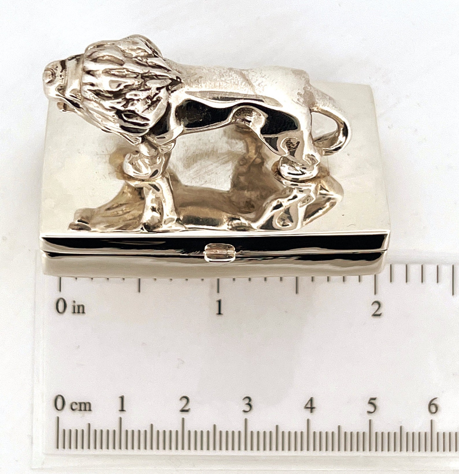 Lion Pill Box Keepsake Victorian Style 925 Sterling Silver English ...