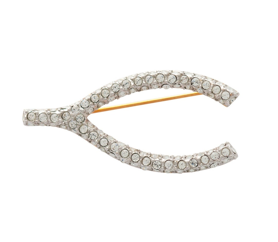 Thanksgiving Wishbone Good Luck Pin Brooch Art Deco Style Gold Plated ...