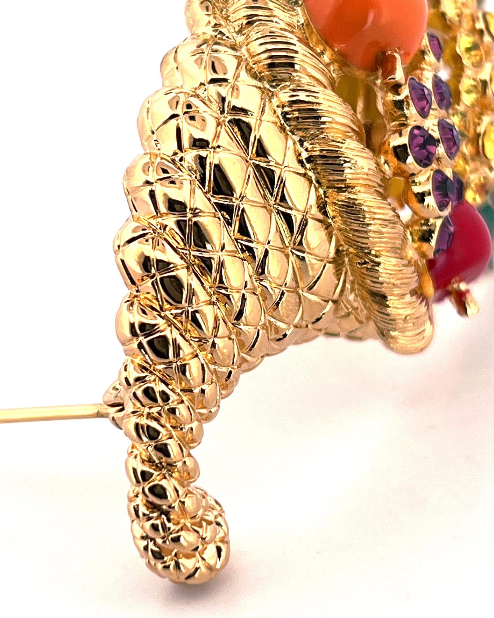 Thanksgiving Cornucopia Horn of Plenty Pin Brooch Style Gold Plated Set ...
