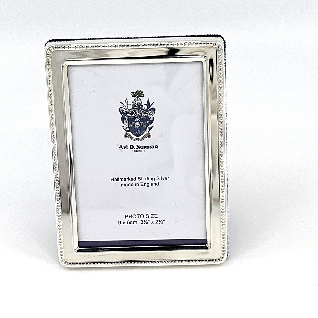 Beaded Photo Frame 925 Sterling Silver English Hallmarks With Blue ...