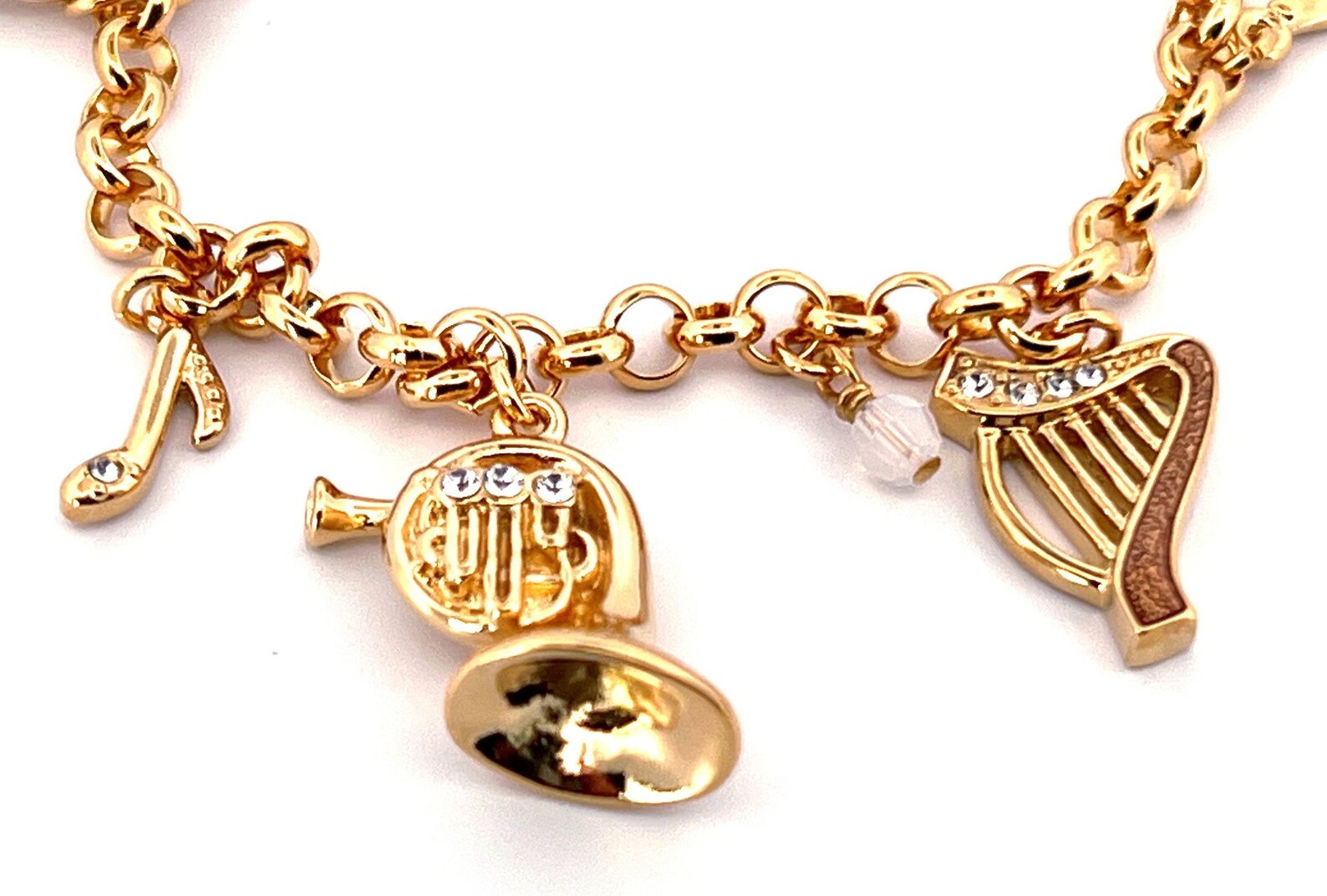 Musical Charm Bracelet Gold Plated Metal Alloy Set With Enamel and ...