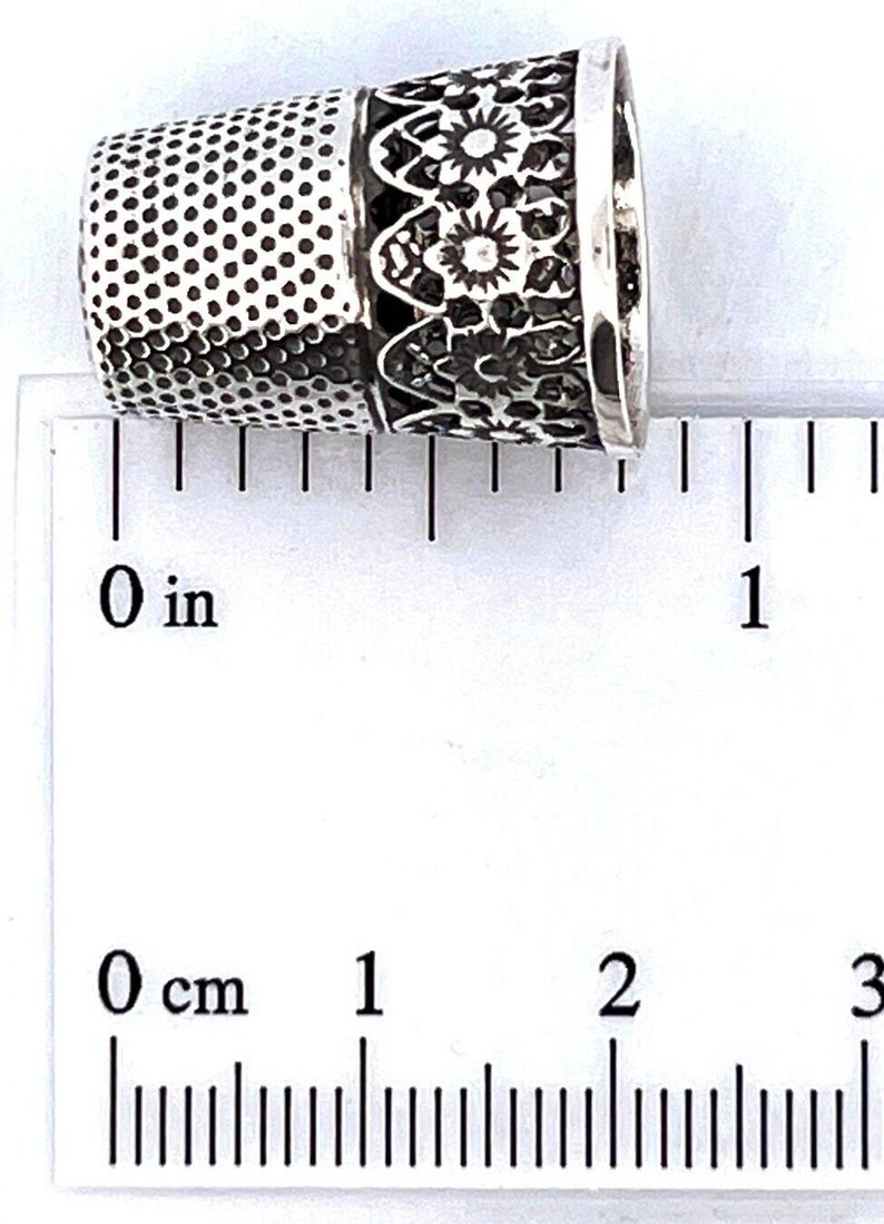 Floral Pattern Victorian Style Thimble Sterling Silver 925 English ...