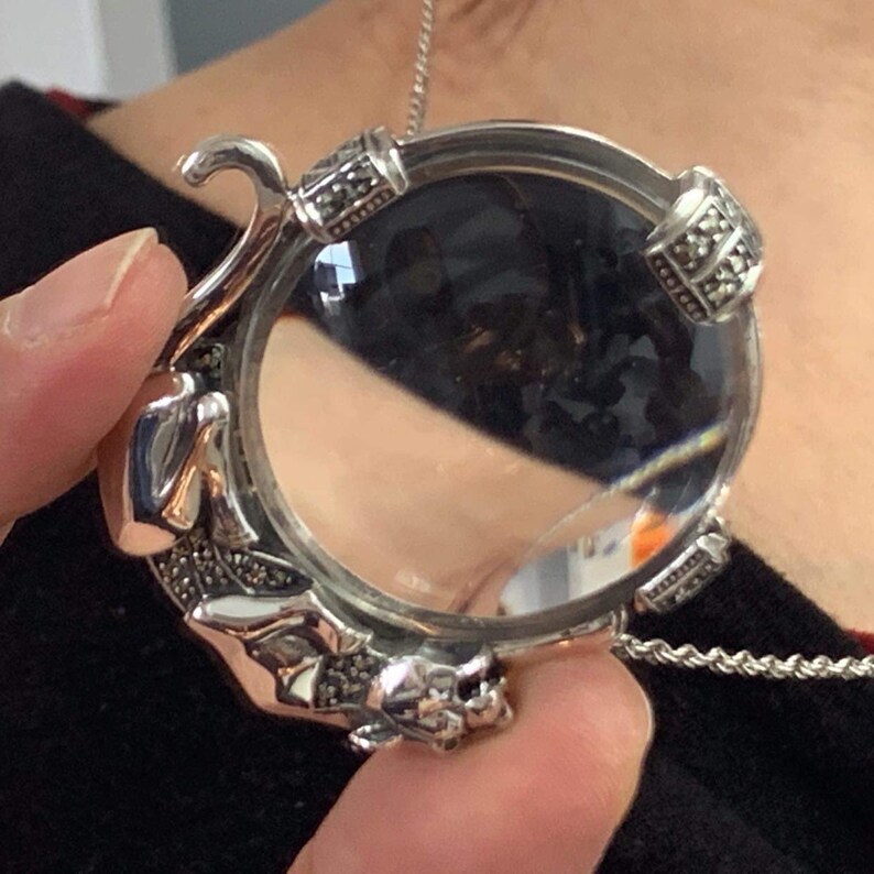 Panther Magnifying Glass Pendant Art Deco Style 925 Sterling Etsy