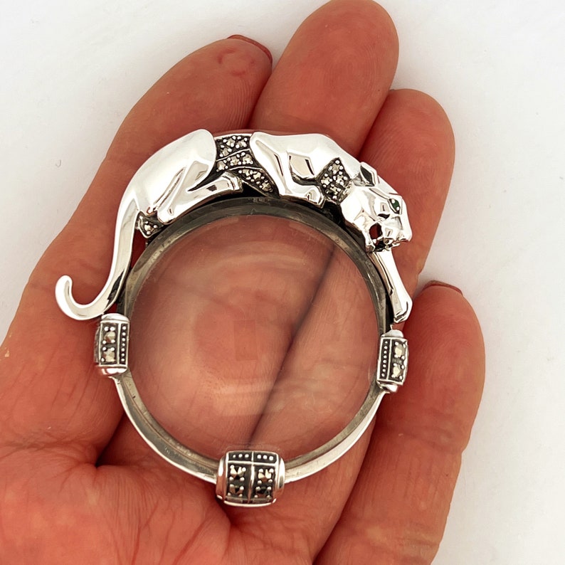 Panther Magnifying Glass Pendant Art Deco Style 925 Sterling Etsy