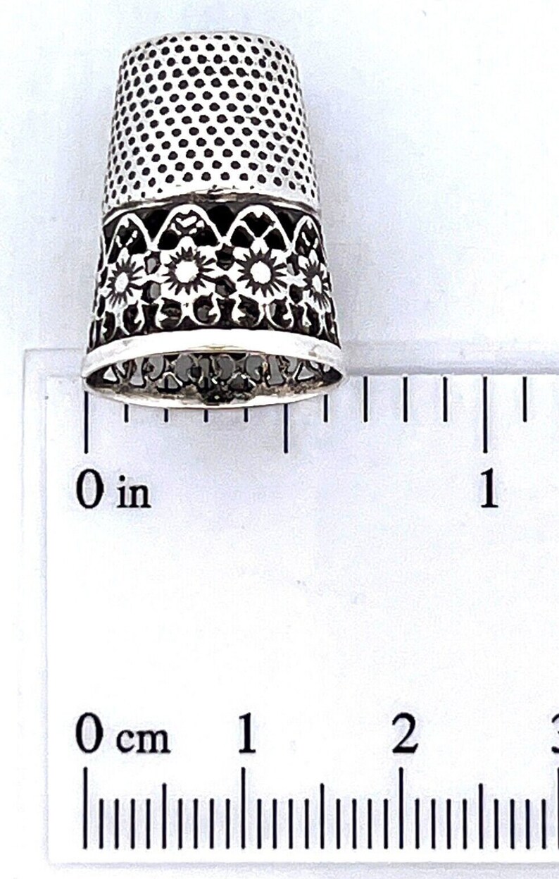 Floral Pattern Victorian Style Thimble Sterling Silver 925 English ...