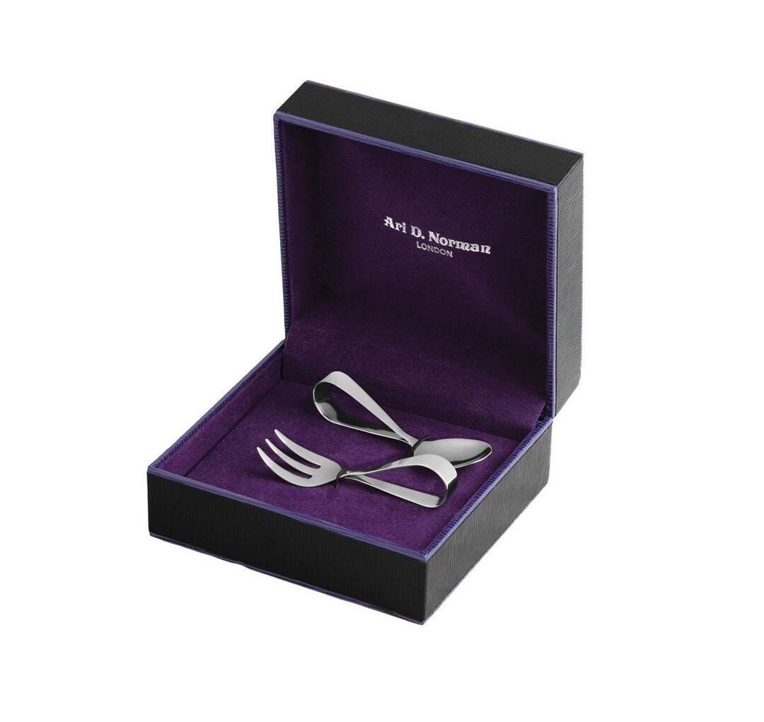 Baby Loop Spoon & Fork Set 925 Sterling Silver English Hallmarks by ...