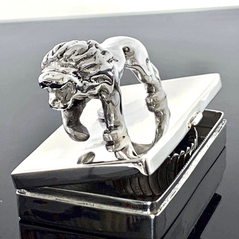 Lion Pill Box Keepsake Victorian Style 925 Sterling Silver English ...