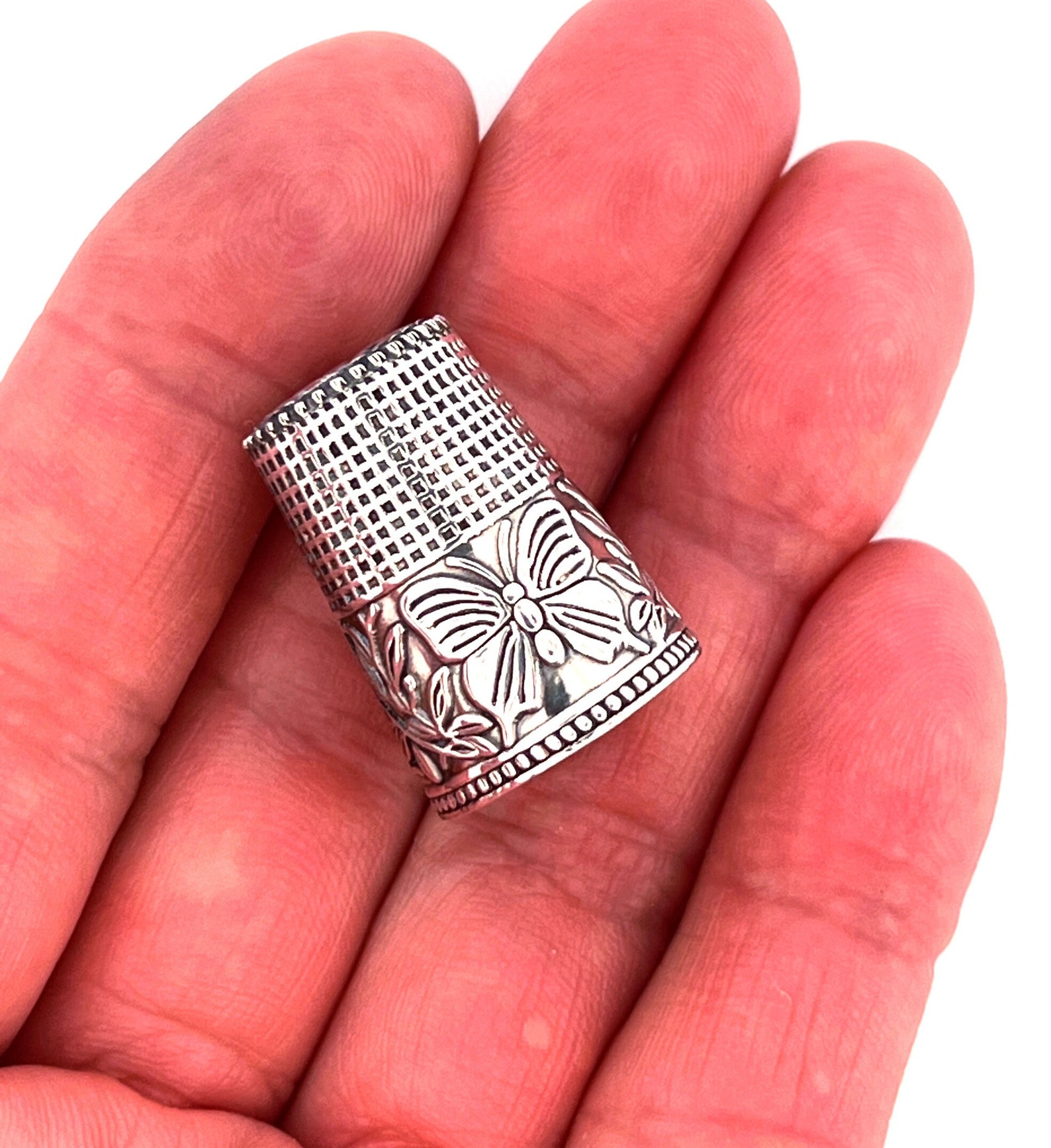 Butterfly Thimble Victorian Style 925 Sterling Silver English Hallmarks ...