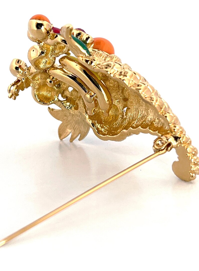 Thanksgiving Cornucopia Horn of Plenty Pin Brooch Style Gold Plated Set ...