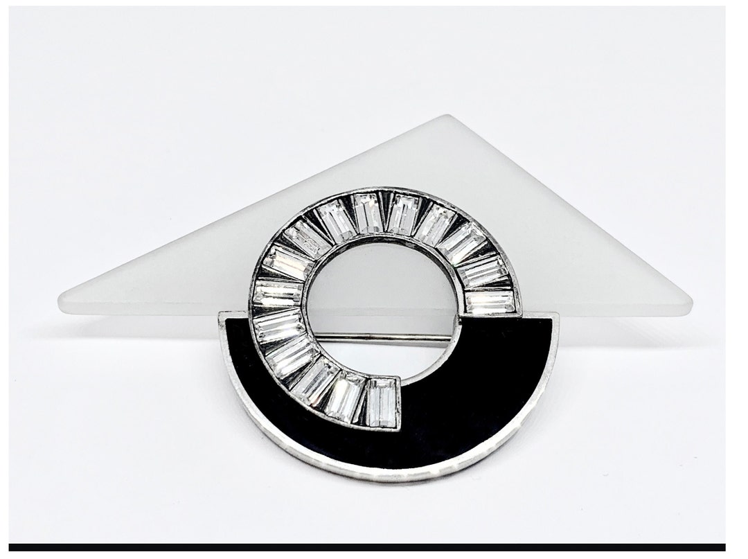 Art Deco Pin Brooch 925 Sterling Silver English Hallmarks Set With ...