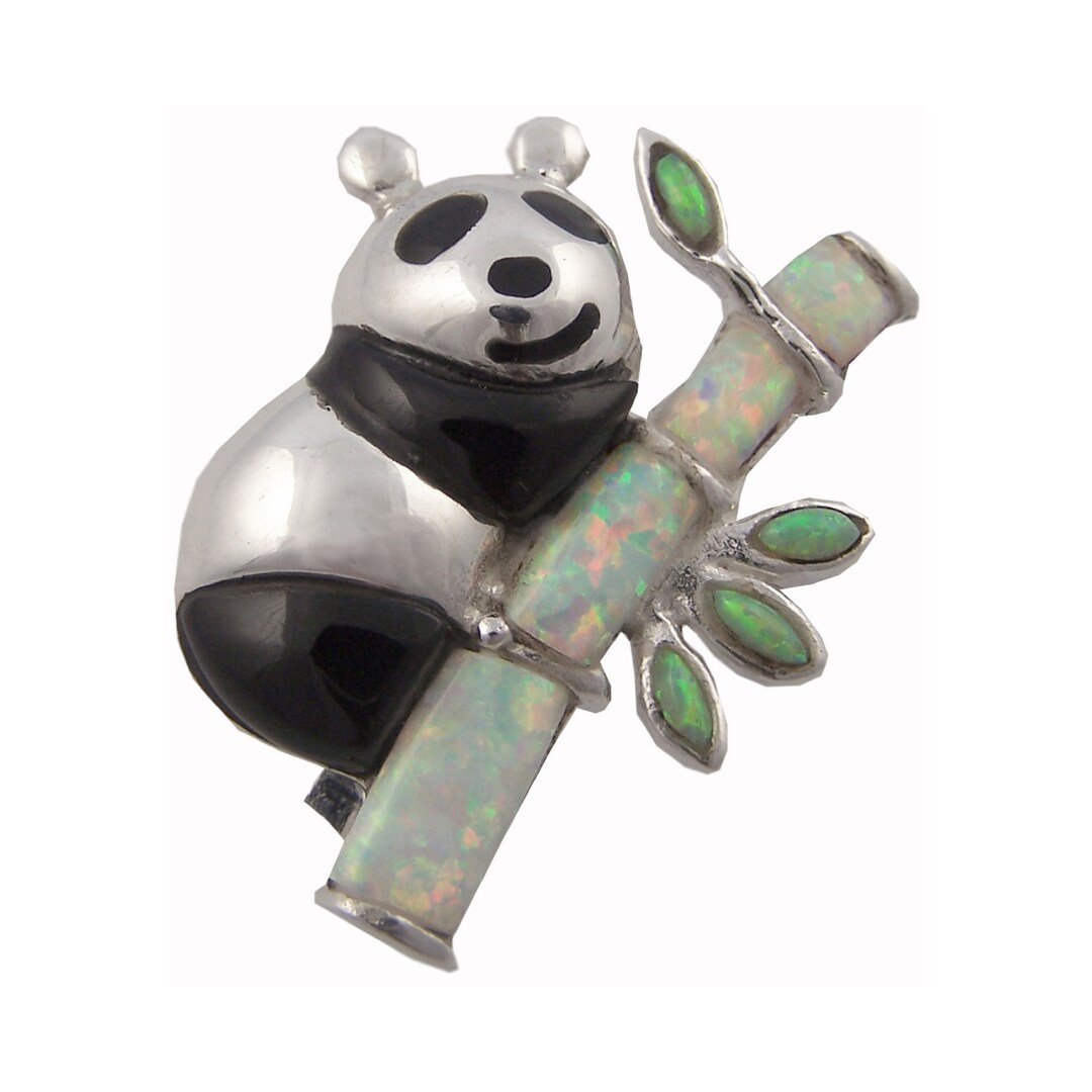 Panda Brooch 925 Sterling Silver English Hallmarks Set With Black ...
