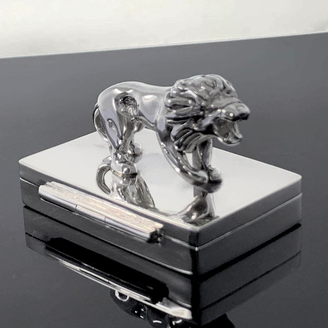Lion Pill Box Keepsake Victorian Style 925 Sterling Silver English ...