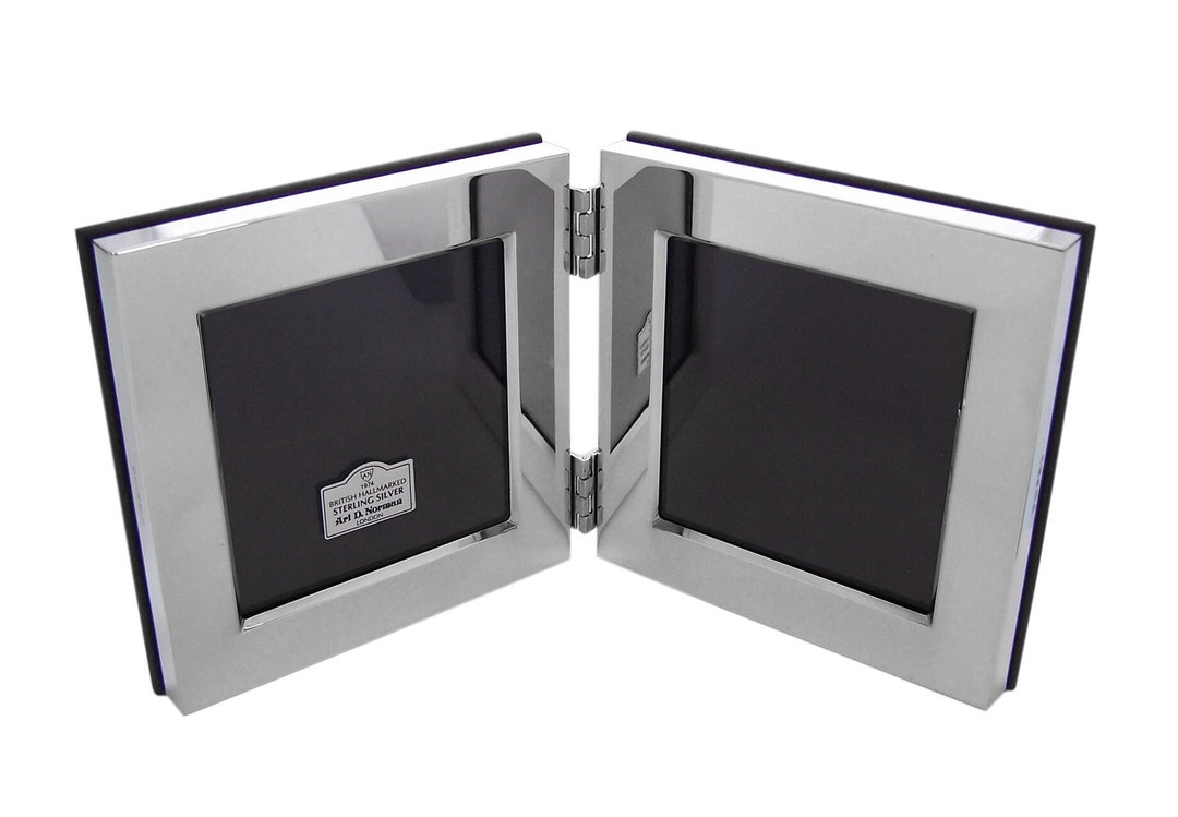 Sterling Silver Hinged Double Picture Photo Frame With Wooden Back 3" X ...