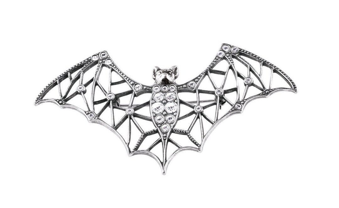 Bat Pin Brooch 925 Sterling Silver English Hallmarks Set With Czech ...