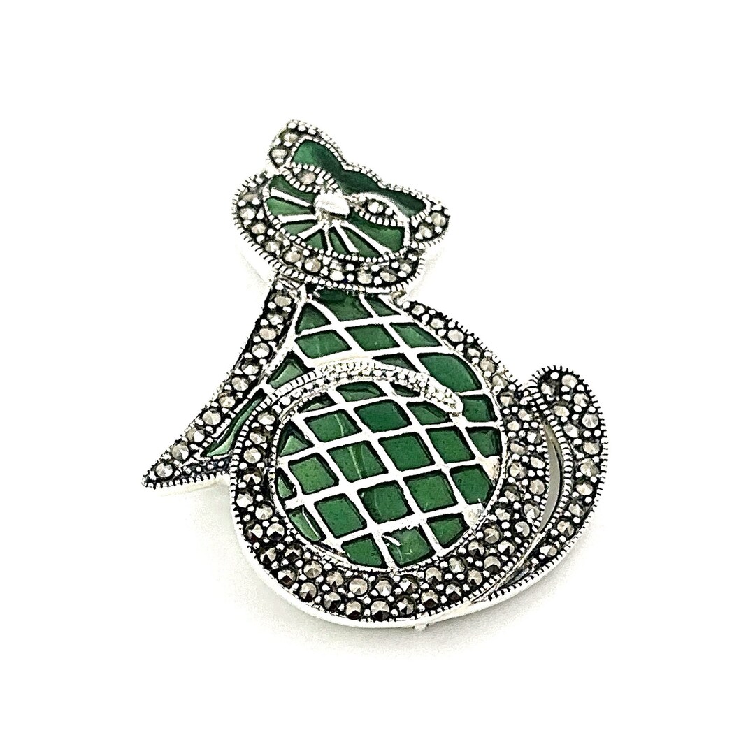 Cat Pin Brooch Art Deco Style 925 Sterling Silver English Hallmarks ...
