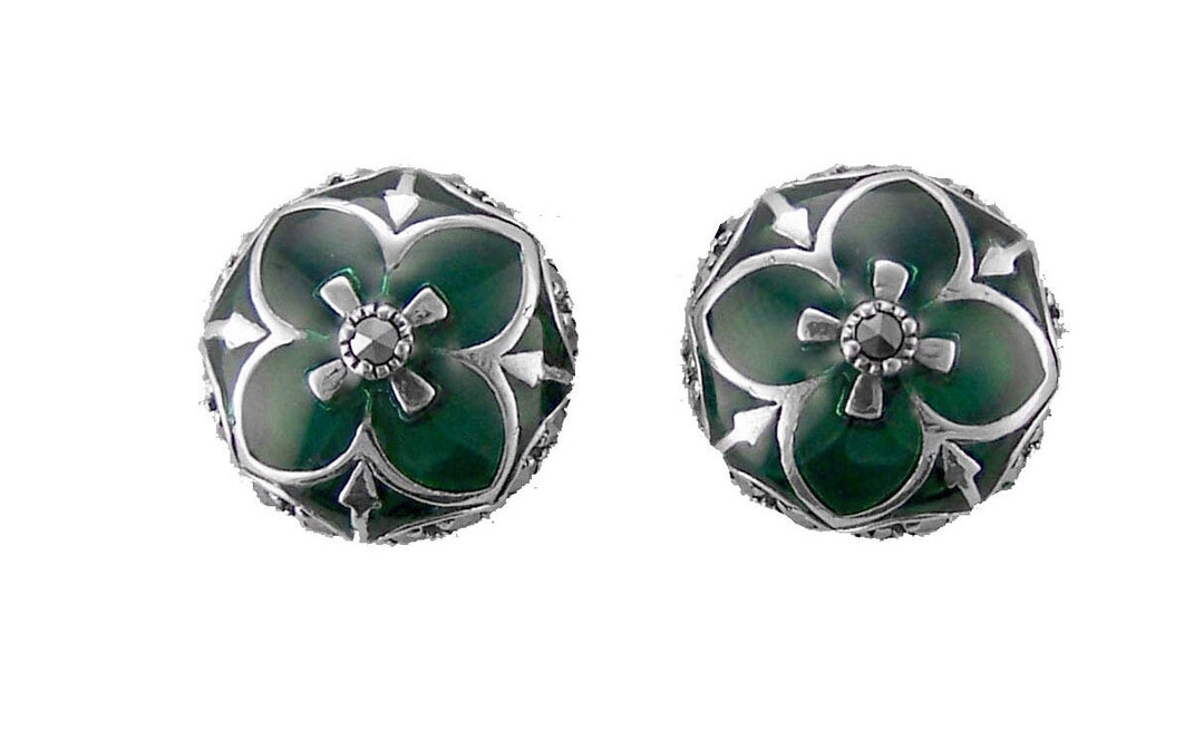Elegant Stud Earrings Elizabethan Style 925 Sterling Silver Set With ...