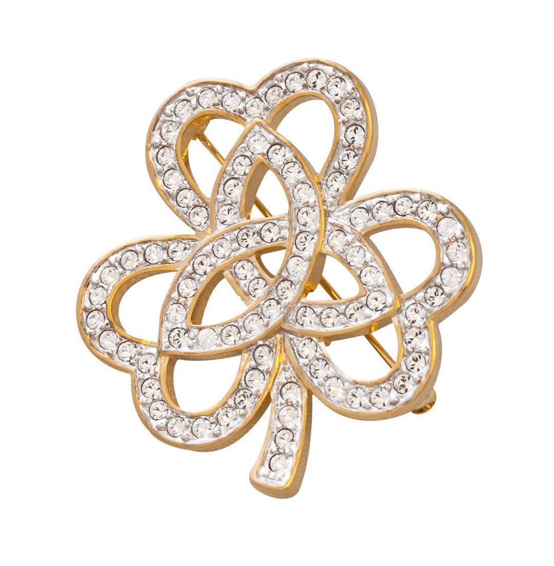 3 Leaf Clover Shamrock St. Patrick's Day Pin Brooch Gold Plated Metal ...
