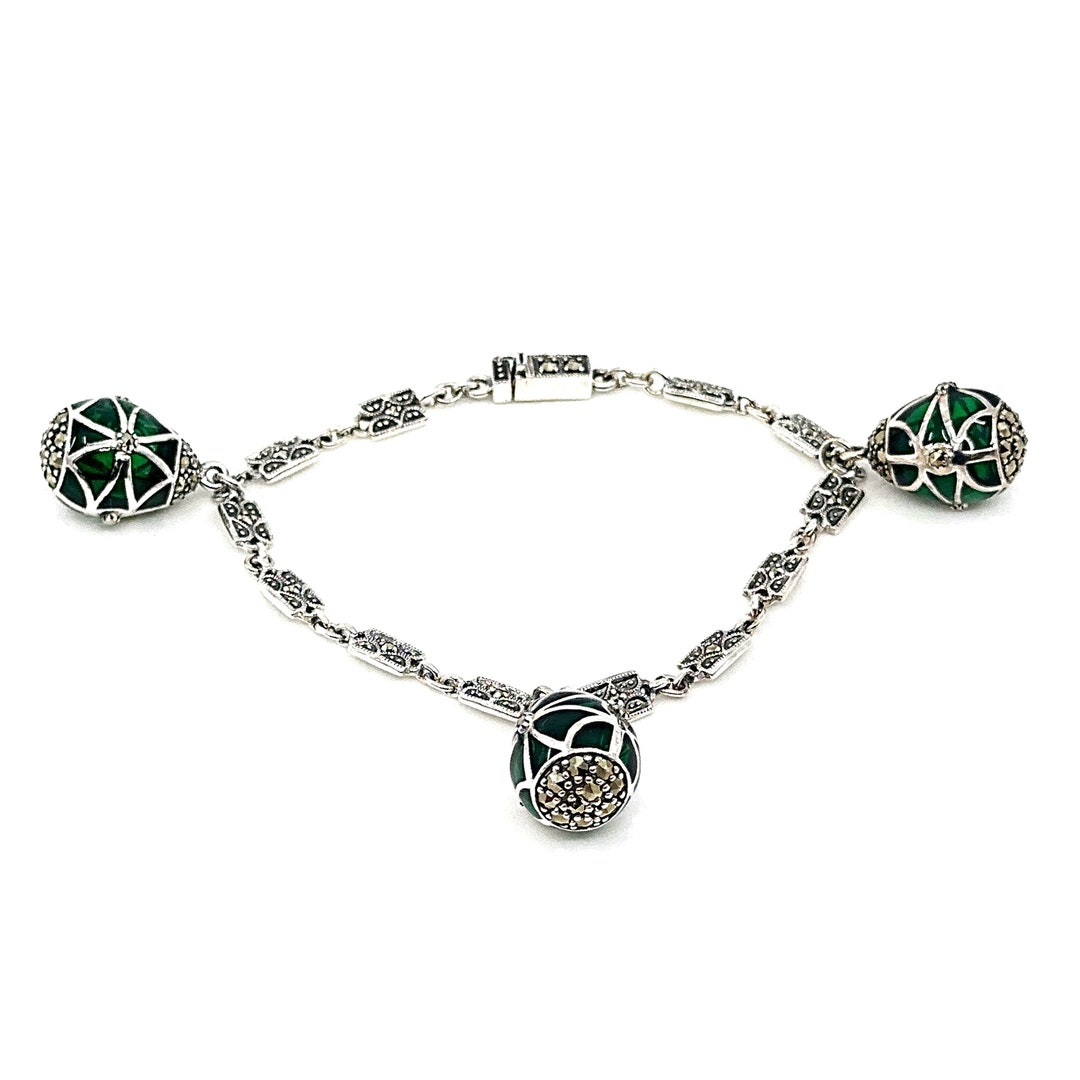 Faberge Style Egg Bracelet Sterling Silver 925 English Hallmarks Set ...