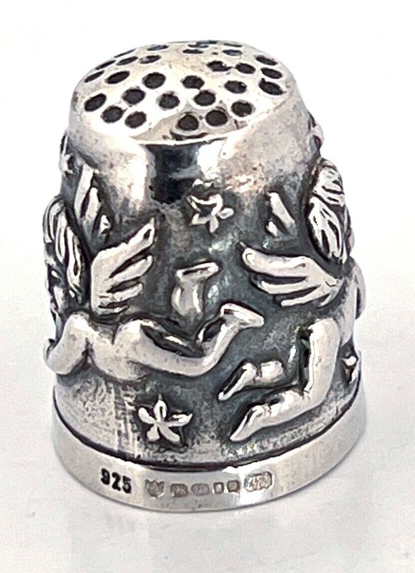 Cherub Thimble Oxidised Antique Finish Sterling Silver 925 English ...